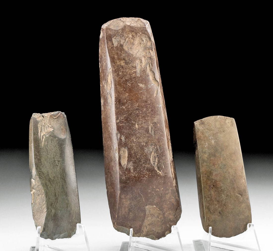 Three Ancient Laotian Hua Phan Stone Scrapers Auction