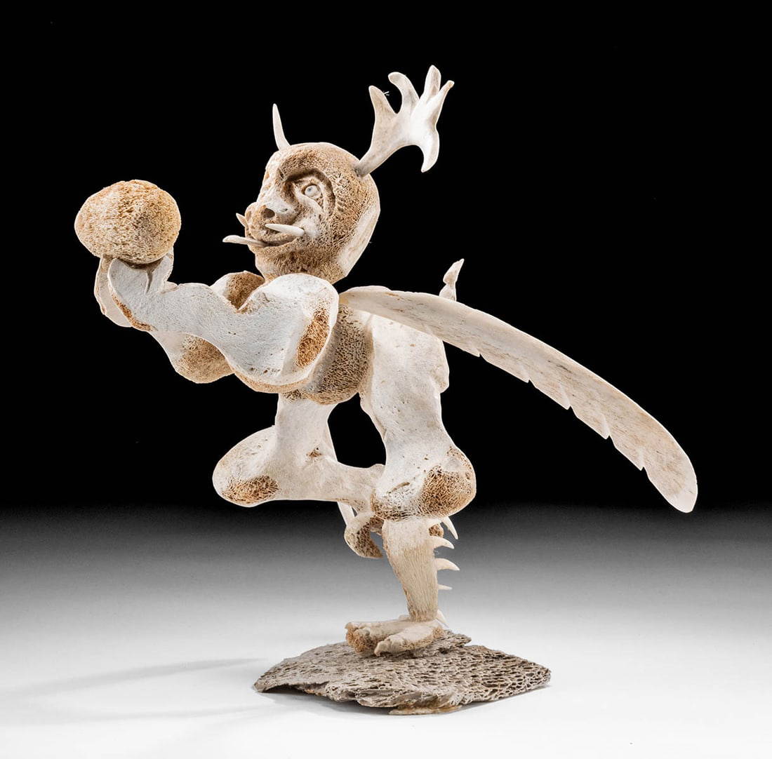Canadian Demon Carving "the Egg Thief" By Bob Kussy Auction