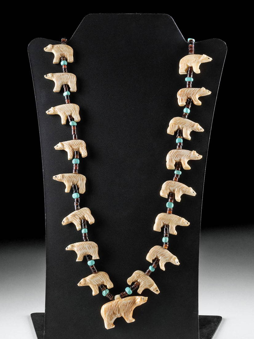 Buy Native American Necklace W/ Bone Bear Pendants | Artemis Gallery In Co