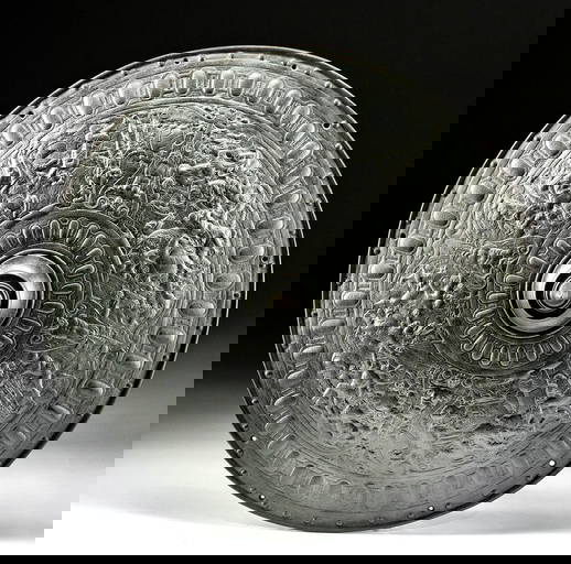 19th C. Victorian Iron Parade Shield, After 'cellini'