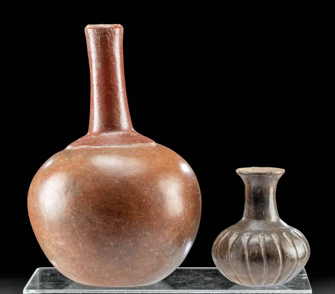 Colima Vessels - Redware Bottle + Brownware Flask Auction
