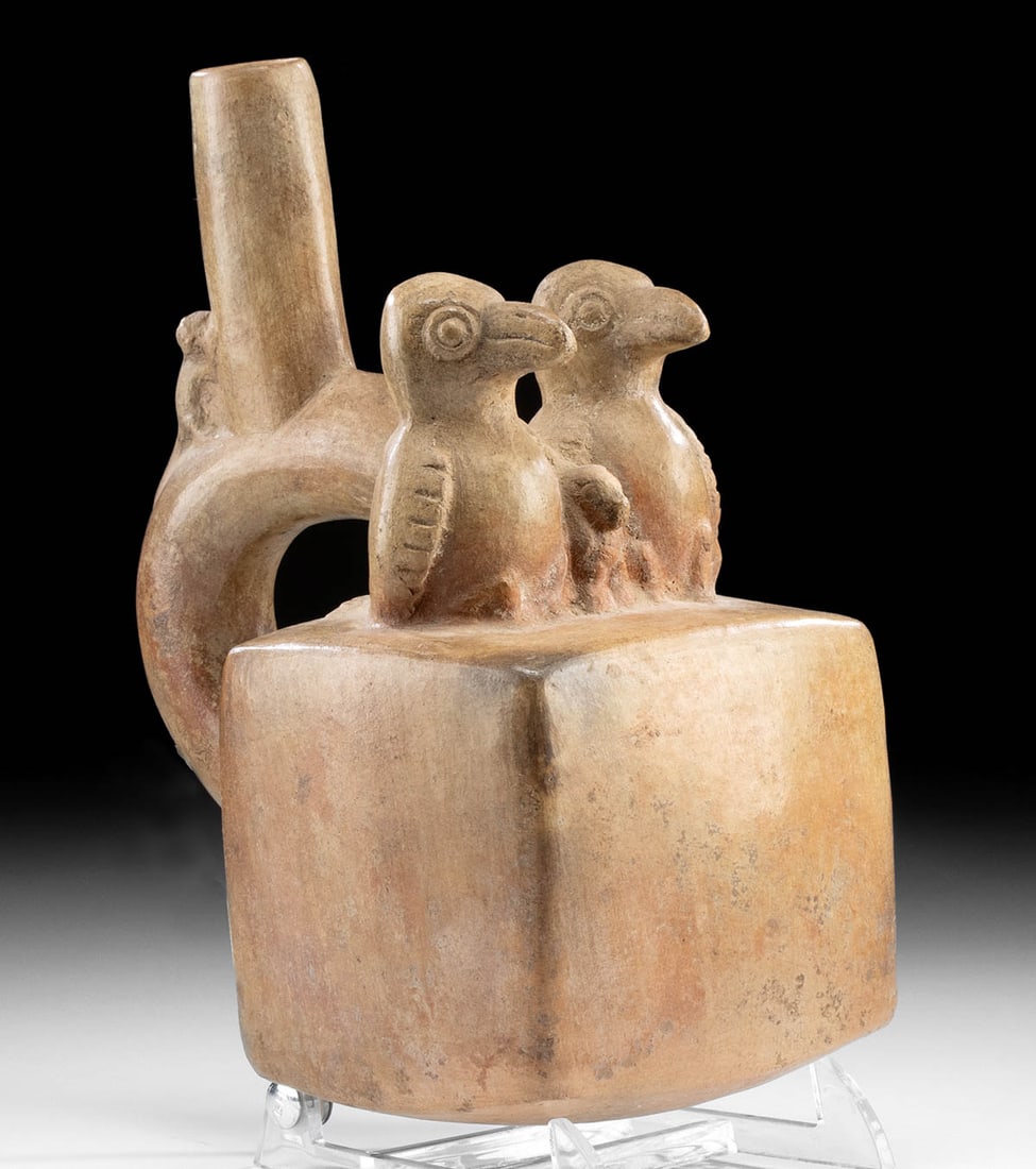 Chimu Pottery Stirrup Vessel W/ Birds Auction