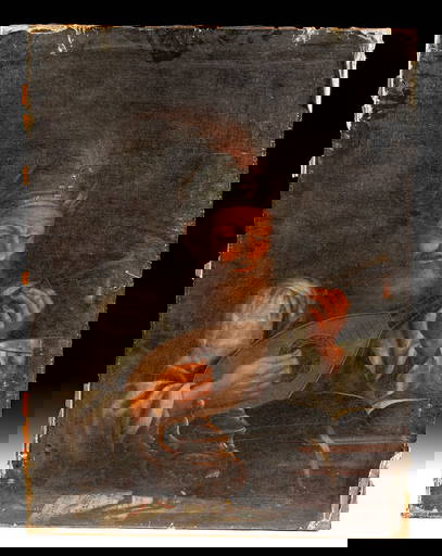 19th C. European Continental Painting Mandolin Player