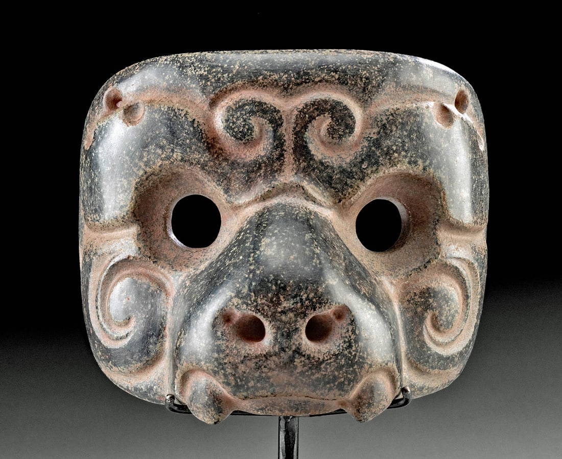 Olmec / Proto-maya Serpentine Half Mask, Spider Monkey Auction