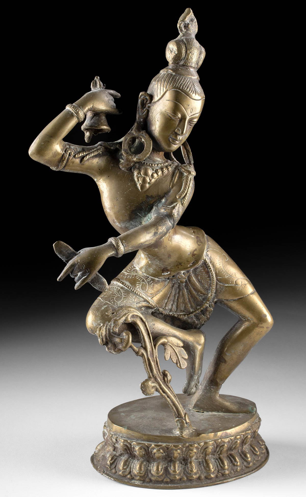 19th C. Nepalese Brass Dancing Deity Figure Auction