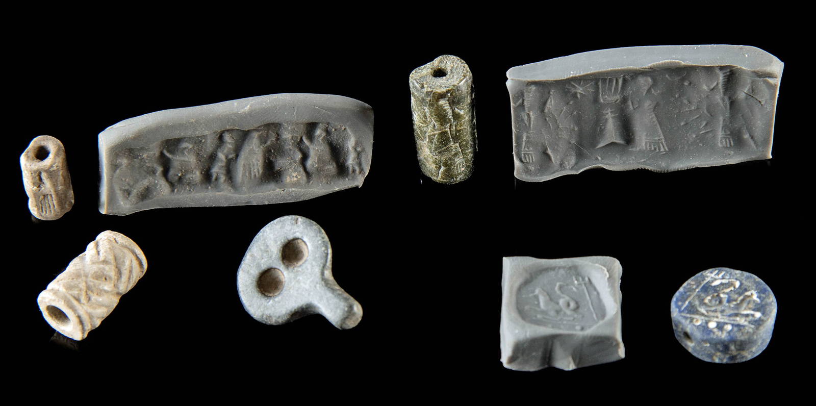 4 Ancient Near Eastern Stamp Seals + Eye Pendant Auction