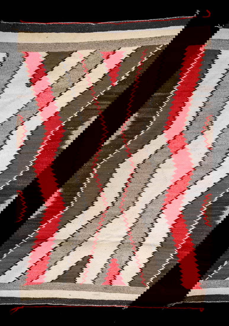 Large 19th C. Navajo Wool Rug Wedge Weave Woven Auction
