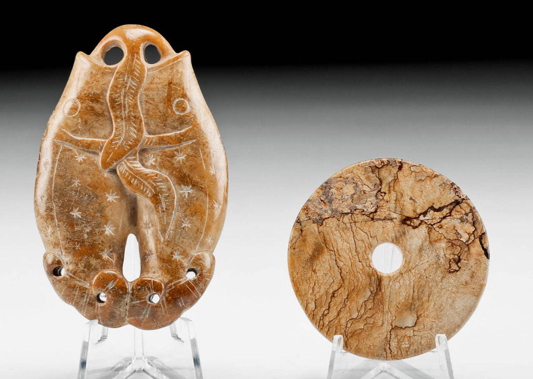 Buy Chinese Stone Pendants - Double Koi Fish + Bi Disc | Artemis ...