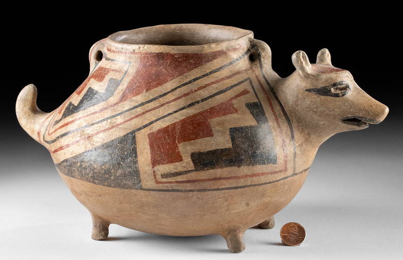 Rare Casas Grandes Ramos Polychrome Coatimundi Vessel