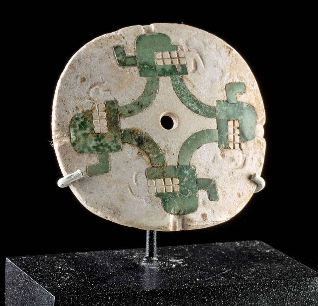 Chavin Shell Applique Inlaid W/ Skulls! Auction