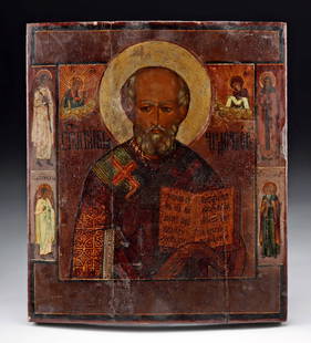 A Russian Icon Of Saint Nicholas, End Of 19th C., Egg T