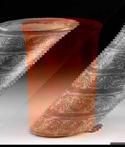 Maya Copador Pottery Cylinder W/ Glyph Bands