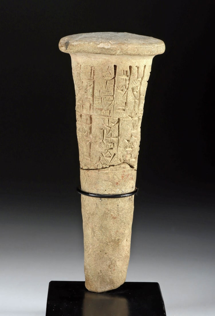 Sumerian Clay Foundation Cone For Enmetena Of Girsu Auction