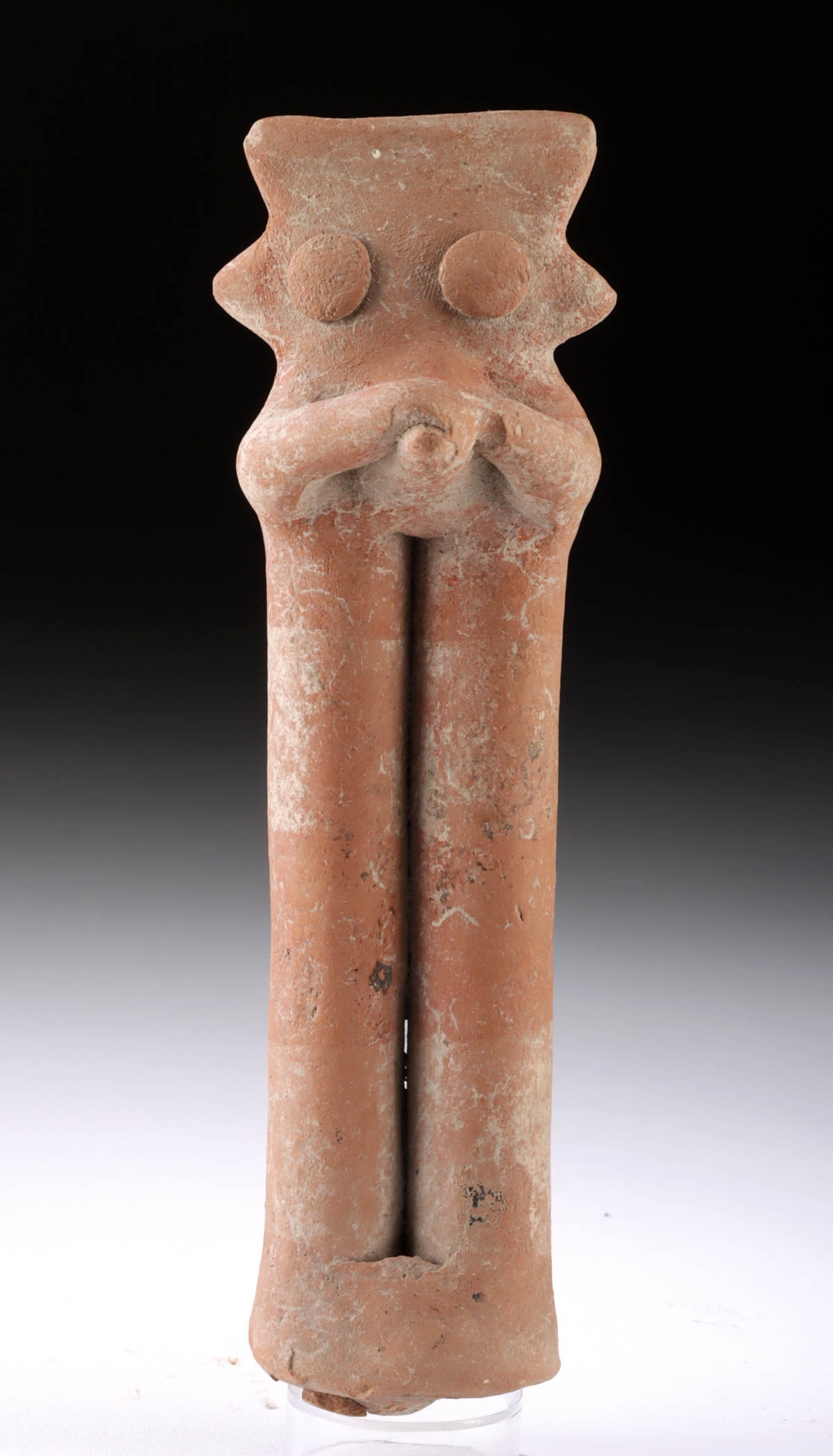 Colima Double-chamber Flute, Abstract Flute Player Auction