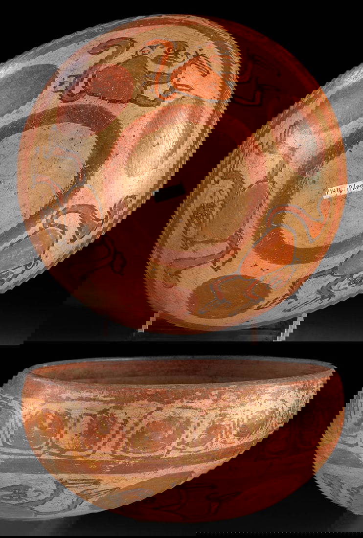 Maya Copador Polychrome Bowl W/ Monkeys & Glyphs Auction