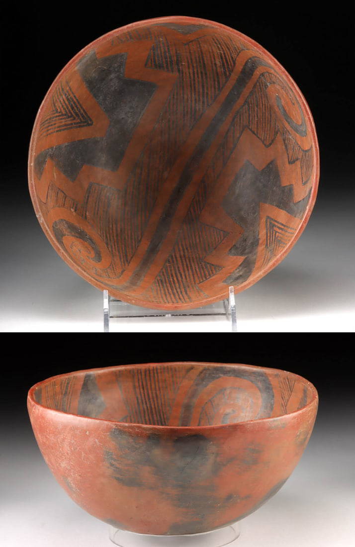 Prehistoric Anasazi Wingate Black On Red Pottery Bowl Auction
