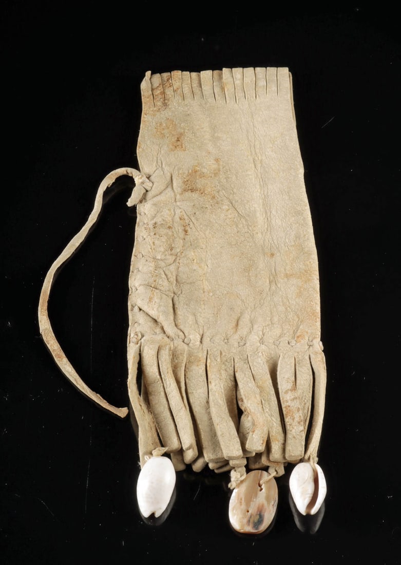 Native American Northwest Coast Leather Pouch W/ Shells Auction