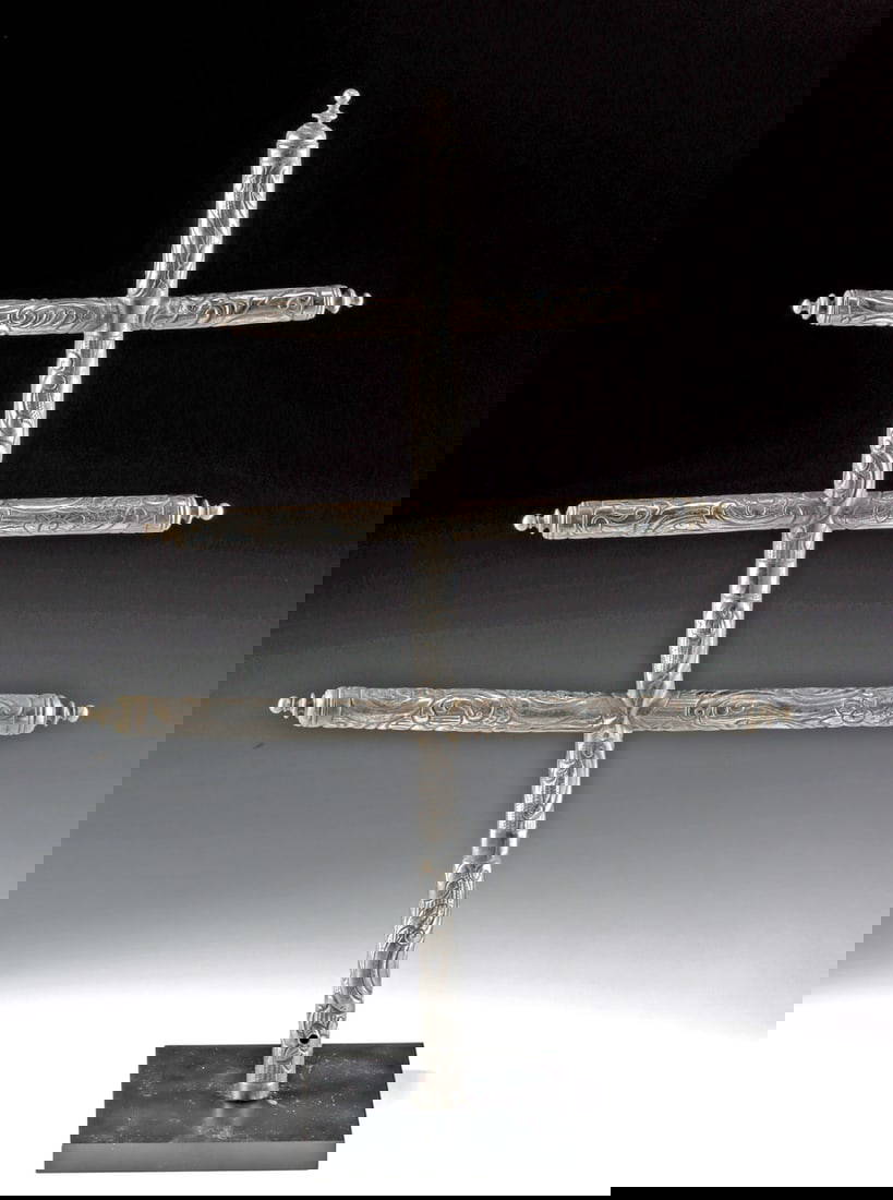 19th C. Near Eastern Silver Triple Cross Finial Auction