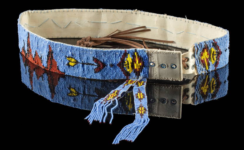 Native American Beaded Belt W/ Landscape & Eagle Motif