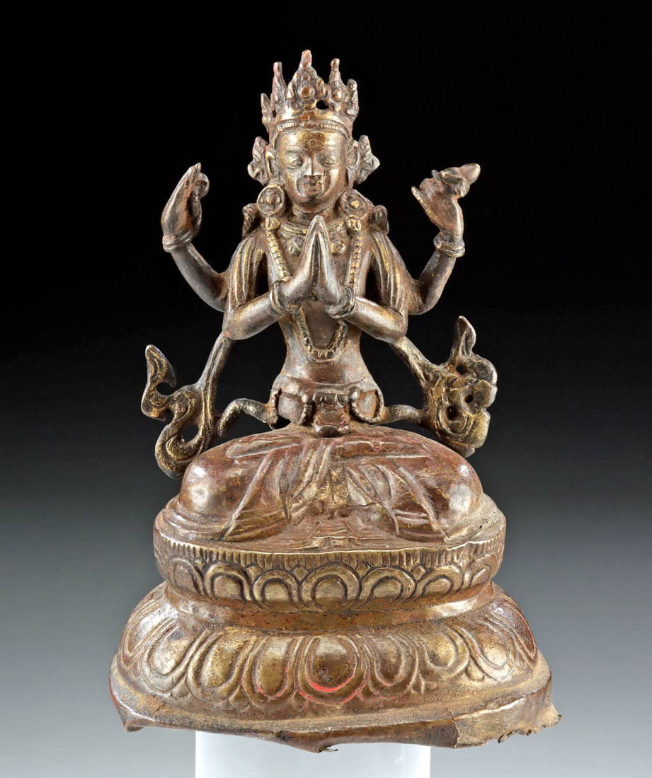 19th C. Tibetan Shadakshari Lokeshvara Shrine Figure Auction