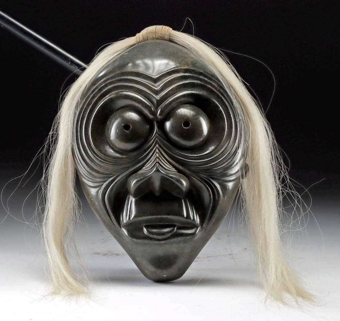Iroquois Soapstone Mask (based On False Face Society) Auction