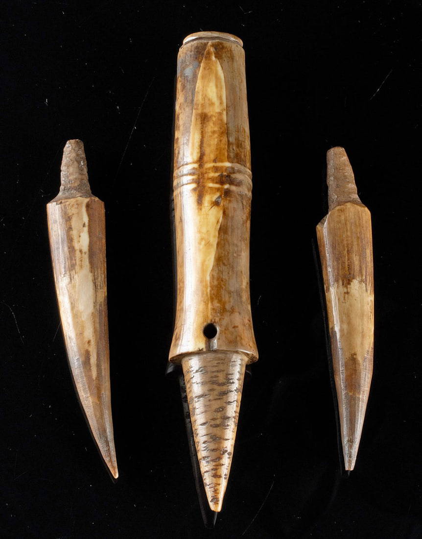 Three 19th C. Alaskan Inuit Walrus Ivory Awls / Picks Auction