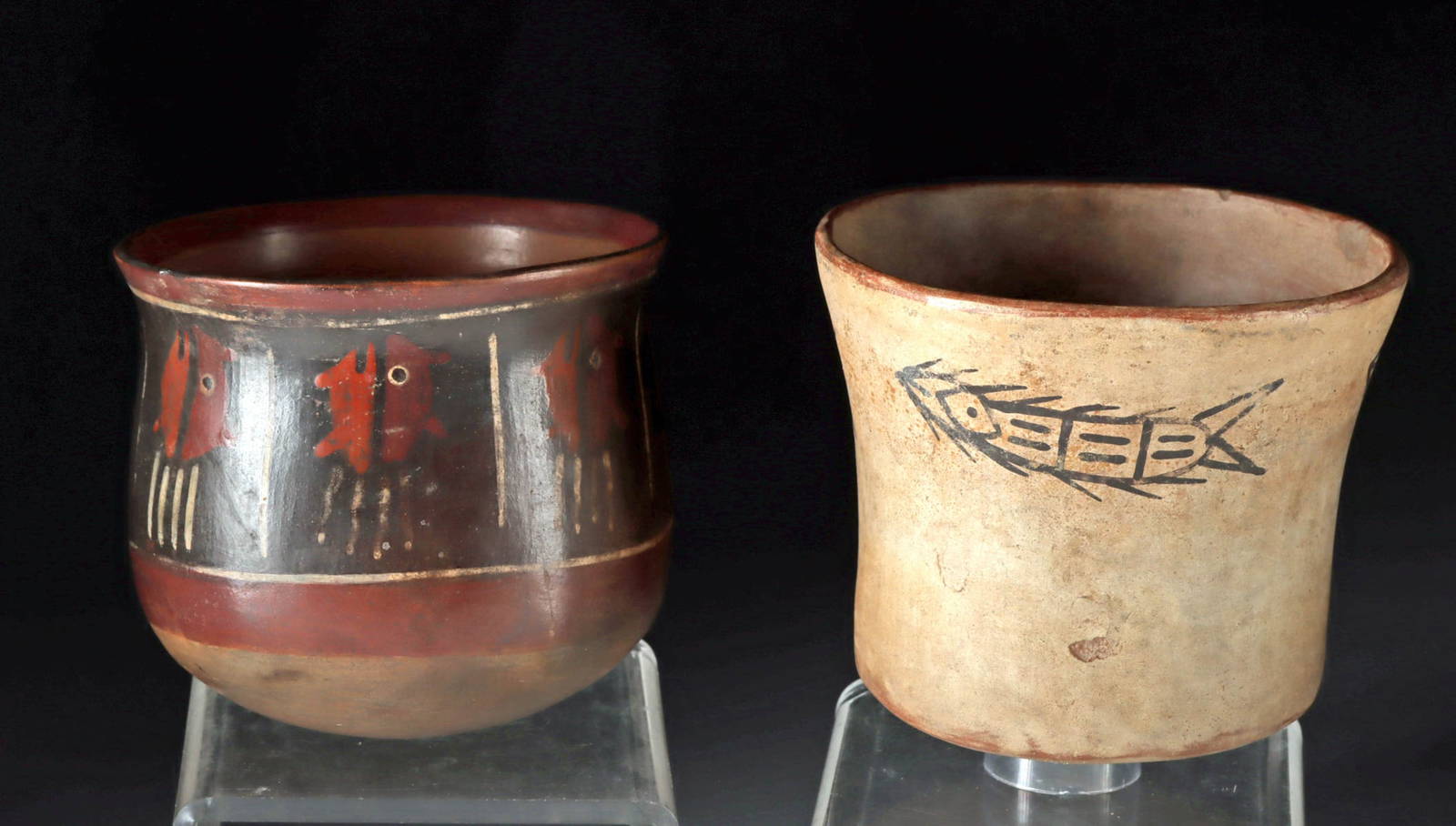 Two Nazca Pottery Vessels - Fish Motifs Auction