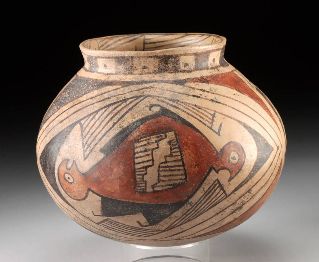 Casas Grandes Ramos Polychrome Olla - Janiform Birds Auction