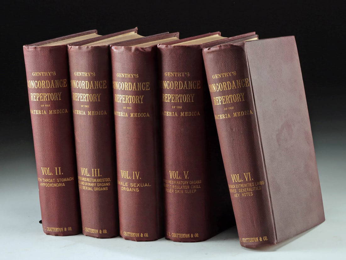 5 Volumes Of Gentry's "concordance Repertory" (1890) Auction