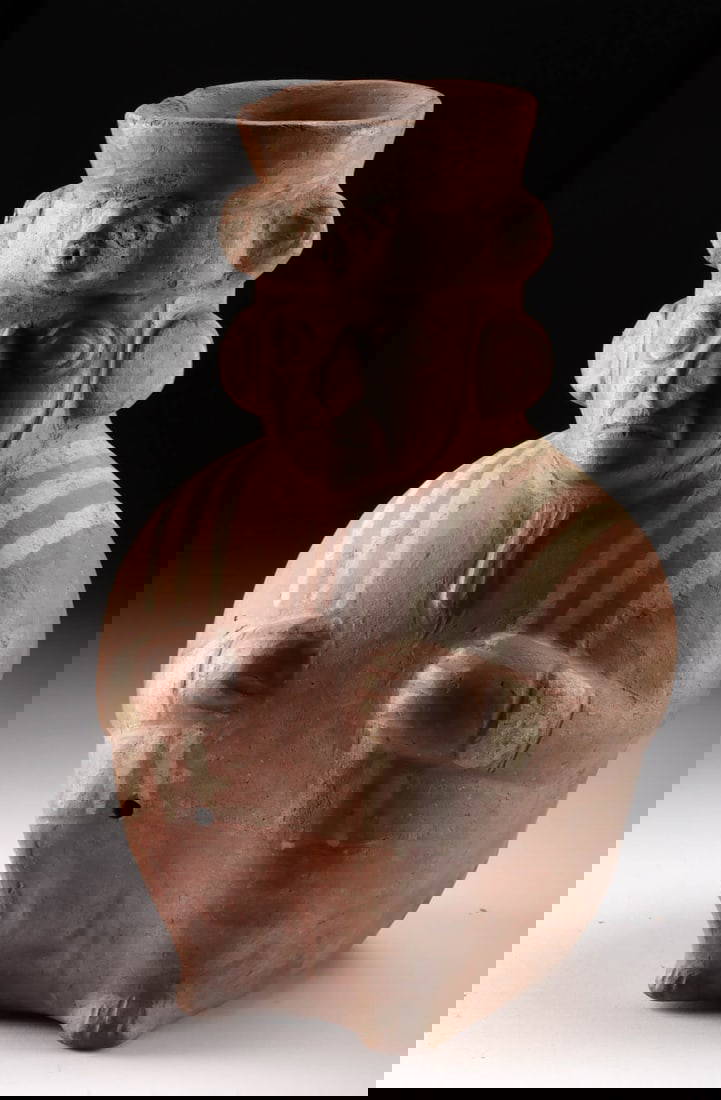 Moche Pottery Figural Jar - Lord W/ Jaguar Crown Auction