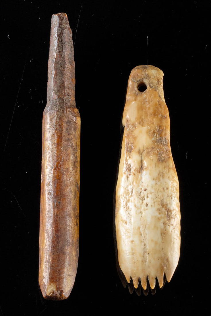 19th C. Inuit Walrus Tusk Ivory Ice Pick & Scraper Auction