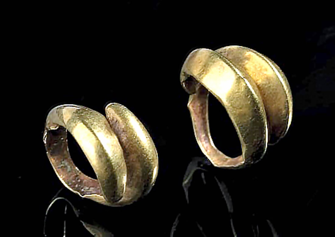 Ancient Sumerian Gold Hair Coils (pr) Auction
