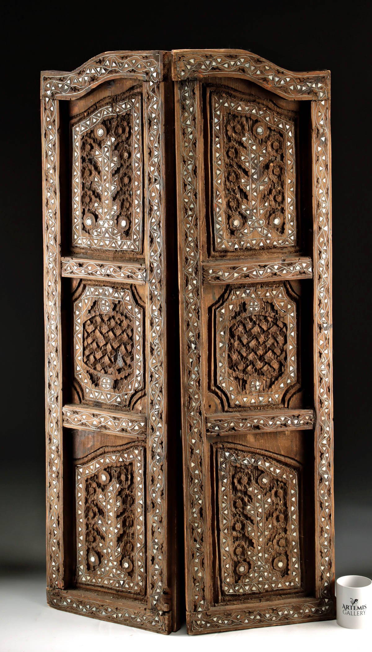Early Pakistani / Indian Inlaid Wood Window Shutters Auction
