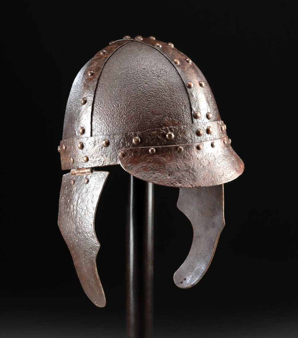 3rd C. Early Medieval European Iron Helmet W/ Ear Flaps Auction