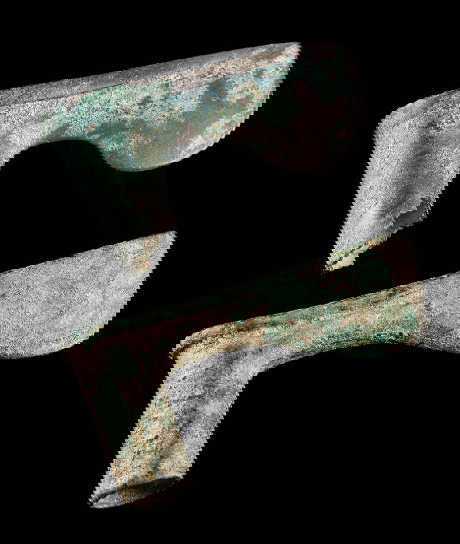 Two Luristan Copper Axe Heads W/ Nice Patina Auction