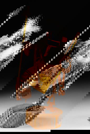 Fine Hopi Wood & Textile Warrior Kachina Carving