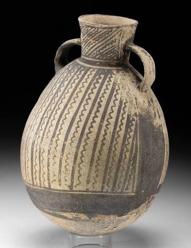 Chancay Pottery Jar W/ Black On White Motifs