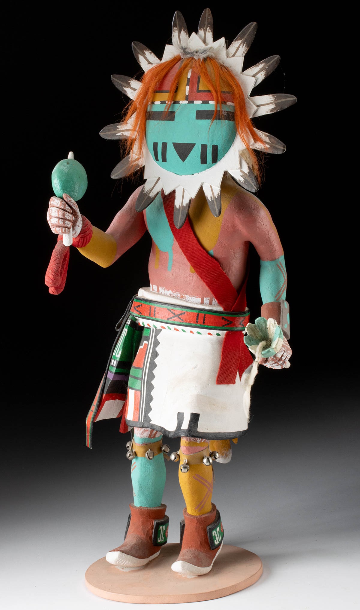 Large Hopi Wood & Textile Sun Tawa Kachina Auction
