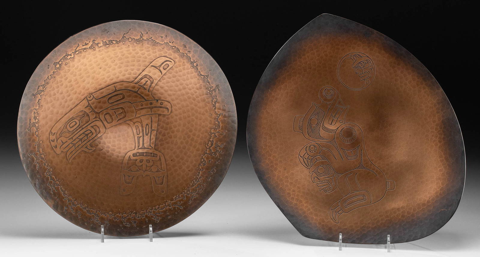 2 First Nations Copper Wall Plaques By Harold Alfred Auction