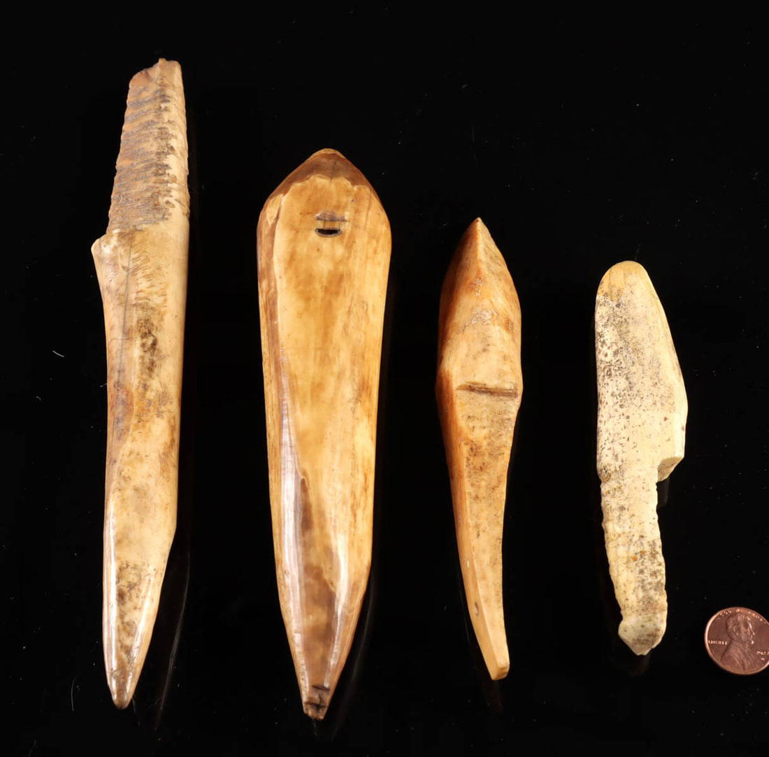 Four Punuk Inuit Walrus Ivory Tools Auction