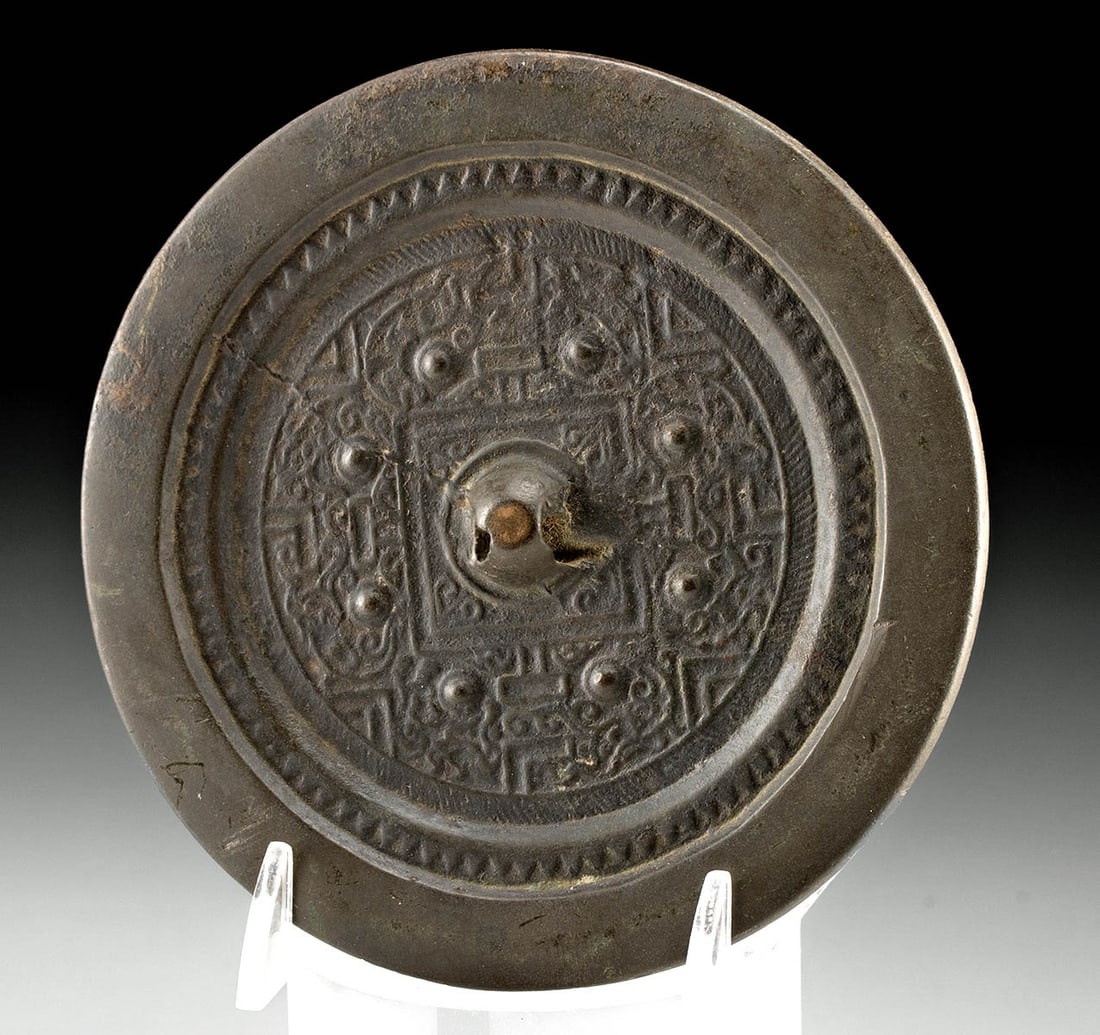 Chinese Han Dynasty Bronze Mirror - Abstract Mythology Auction