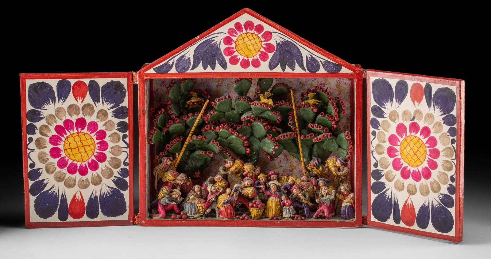Nicario Jimenez Retablo - Peruvian Prickly Pear Harvest Auction