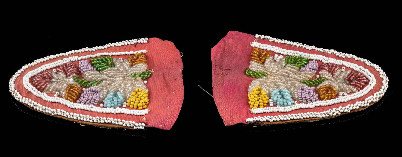 Pair Of Iroquois Beaded Moccasin Toe Vamp Panels Auction