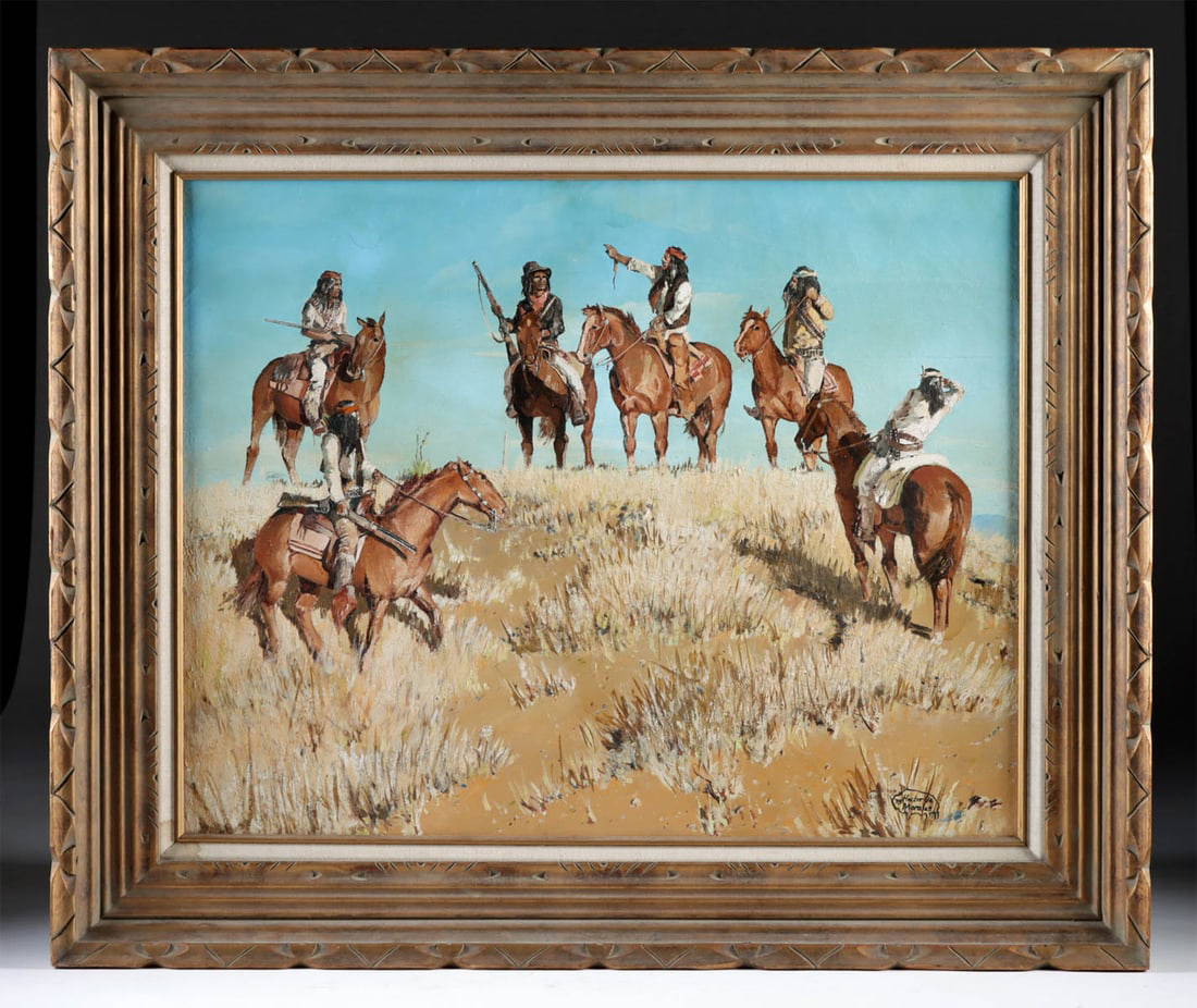 Hector Morales Painting - "mangas Apache Chief" (1975) Auction