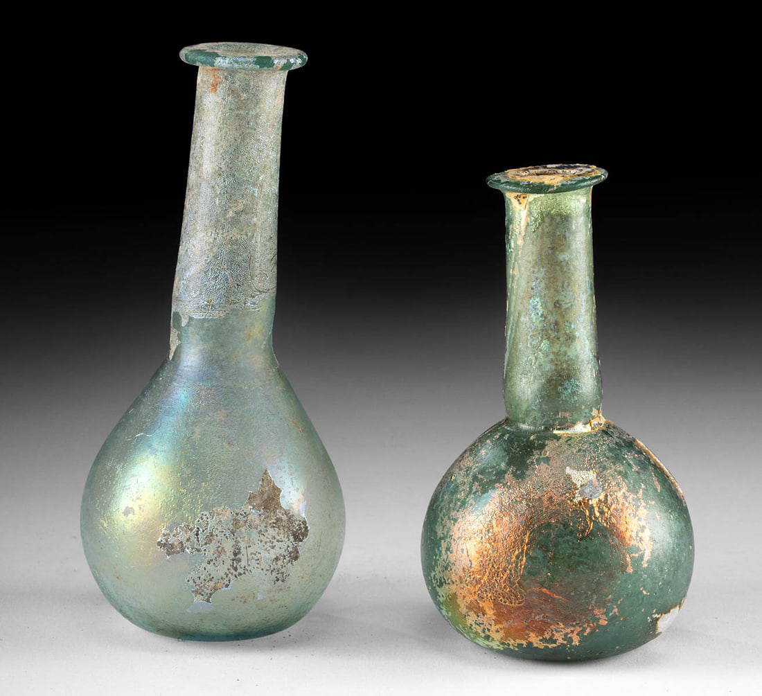 Roman Glass Flasks - Wonderful Iridescence! Auction