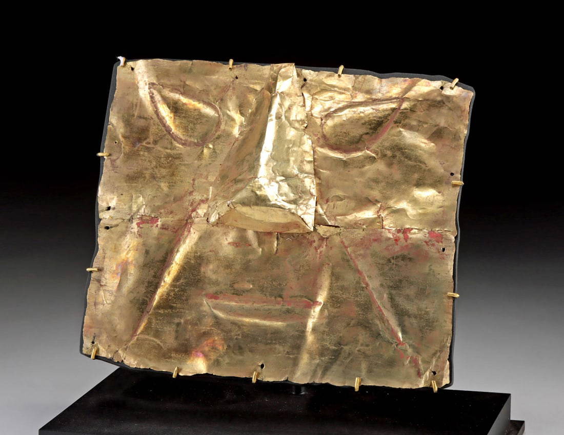 Stunning Inca Gold Mask W/ Repousse Features Auction