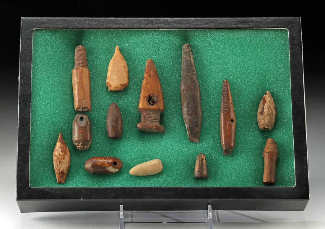 13 Alaskan Thule / Inuit Bone & Walrus Ivory Tools Auction