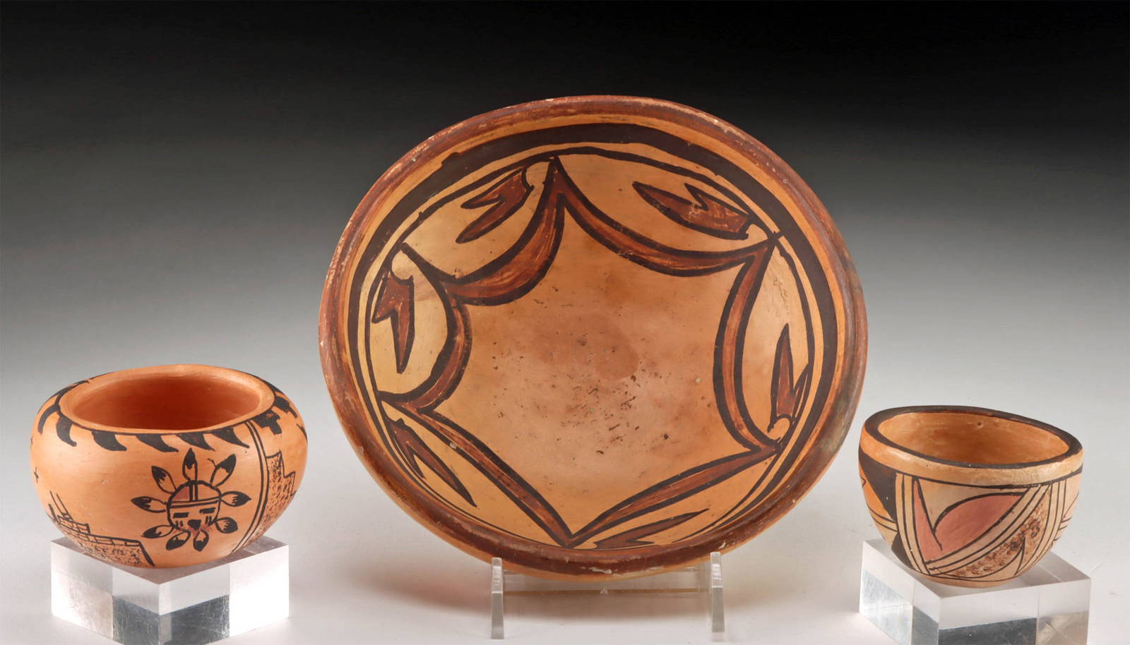 Three Hopi & Zuni Pueblo Polychrome Vessels Auction