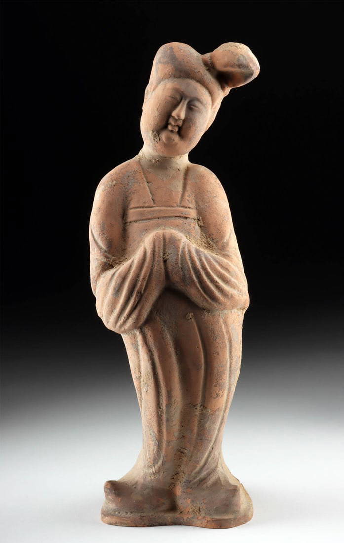 Chinese Han Dynasty Pottery Figure Court Lady Auction