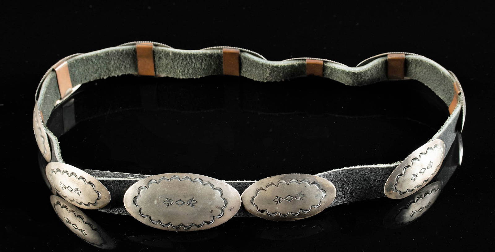 Navajo Hat Band W/ Silver Concha Medallions Auction